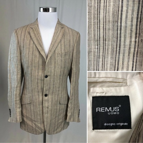 Remus Uomo | Suits & Blazers | Remus Uomo 4r Tan Striped Flax Two ...